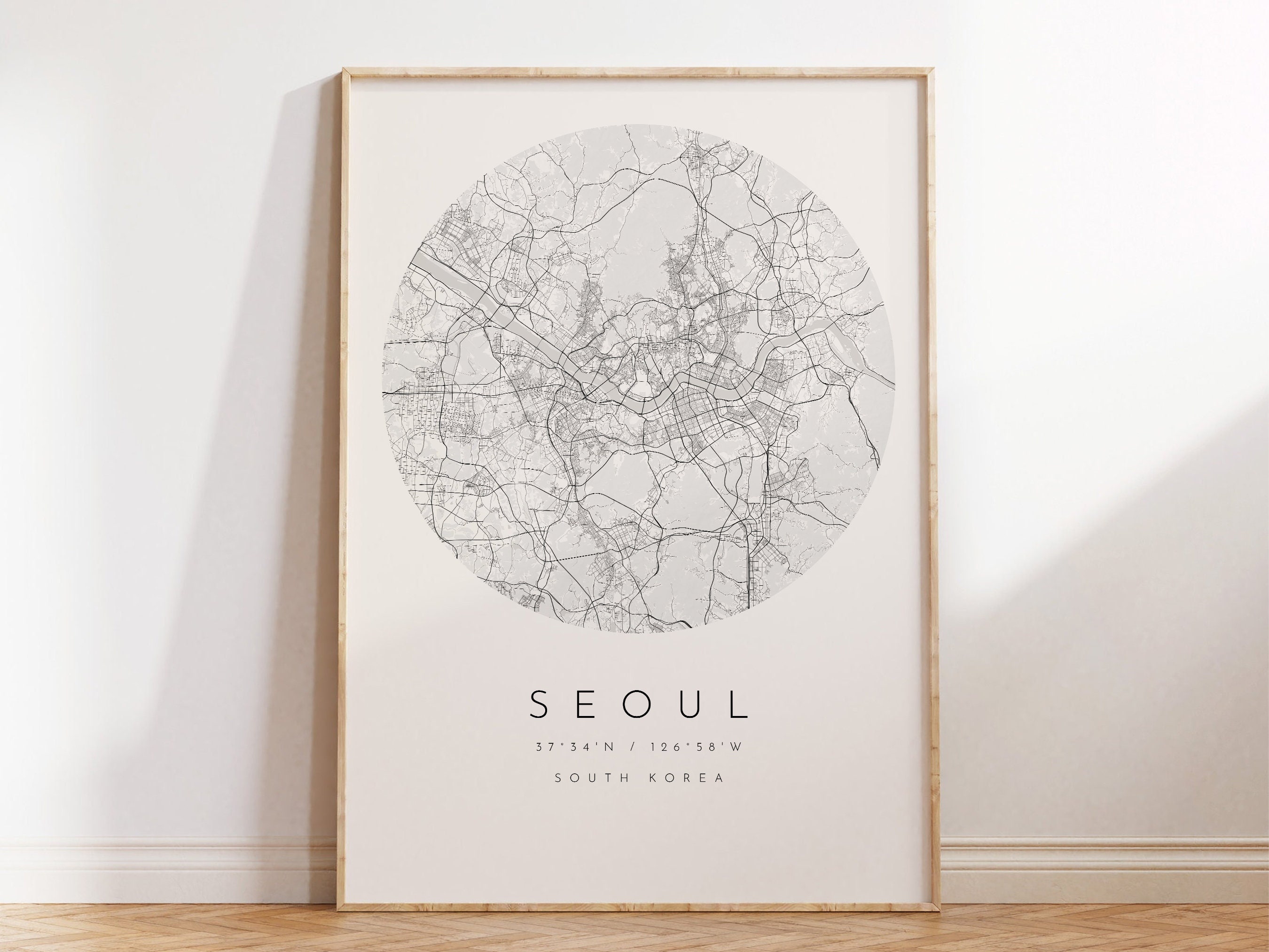 Seoul Map Print, Seoul City, Seoul Map Poster, City Map Print, Minimalist Map, Gift Ideas, Black ...
