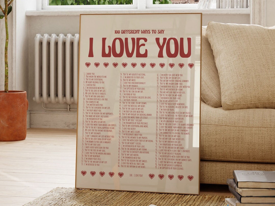 I Love You Wall Print, Digital Download Print, Retro Wall Decor, Large ...