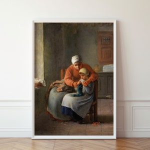 The Knitting Lesson, Jean François Millet, Famous Painting, Classic ...