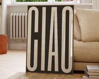 CIAO Quote Print Retro Style Black and Beige Wall Art,distressed ...