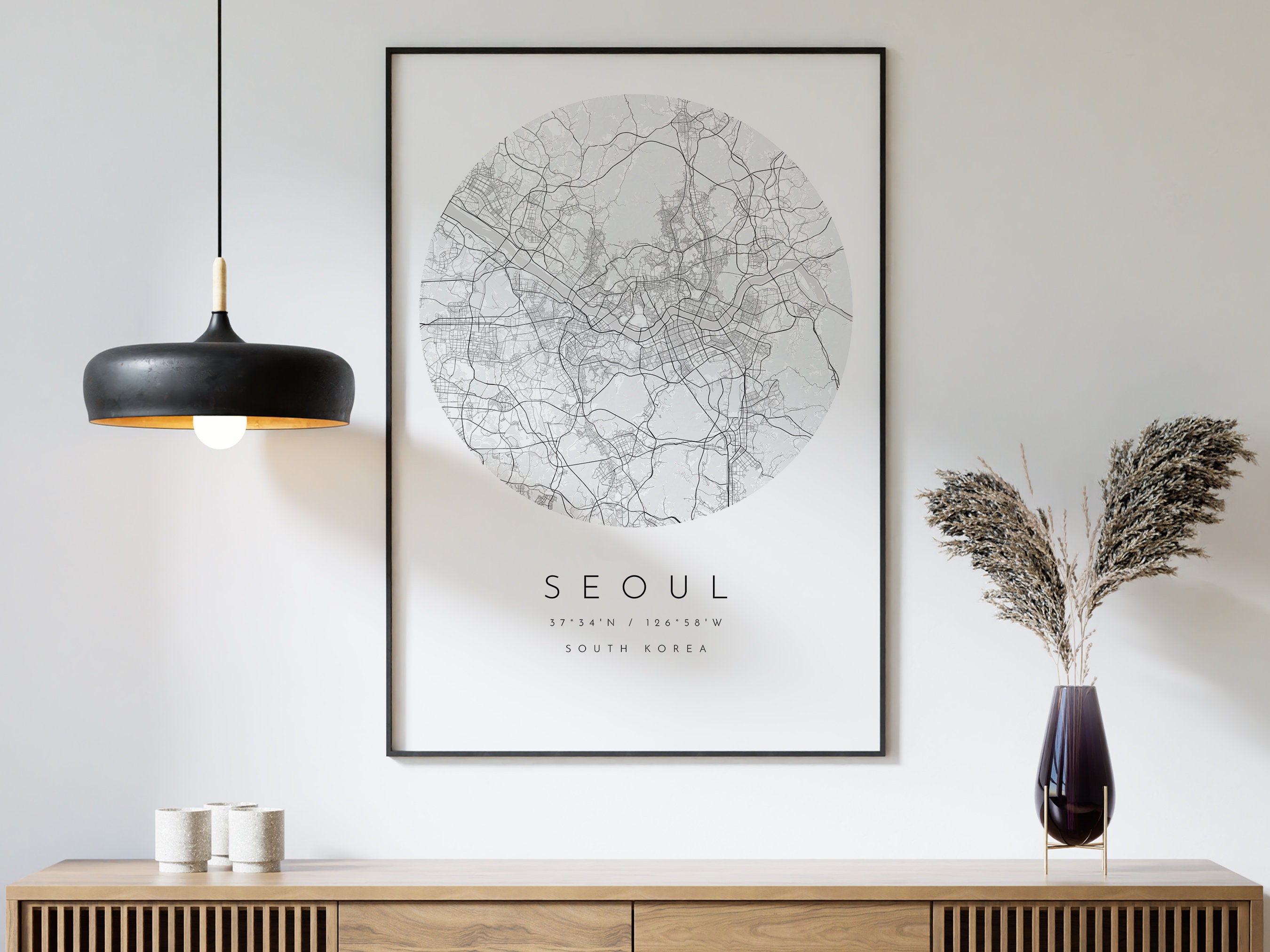 Seoul Map Print, Seoul City, Seoul Map Poster, City Map Print, Minimalist Map, Gift Ideas, Black ...