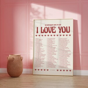 I Love You Wall Print, Digital Download Print, Retro Wall Decor, Large ...