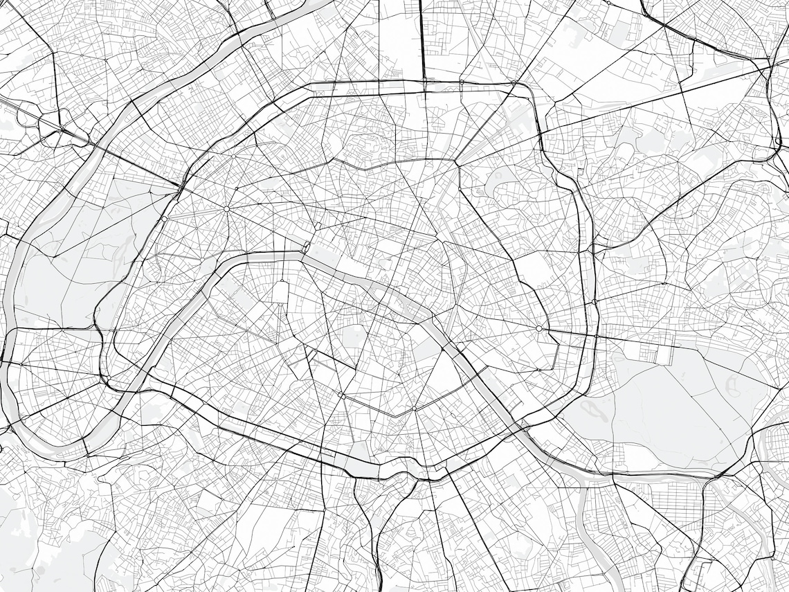 Paris Map Print, Paris City, Paris Map Poster, City Map Print ...