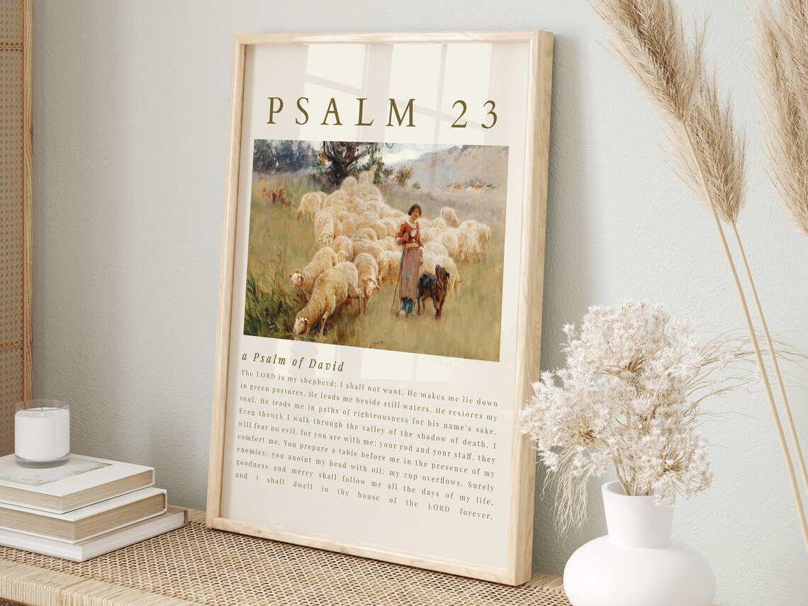 Psalm 23 Wall Art Psalm 23 Vintage Scripture Bible Verse Print the Lord ...