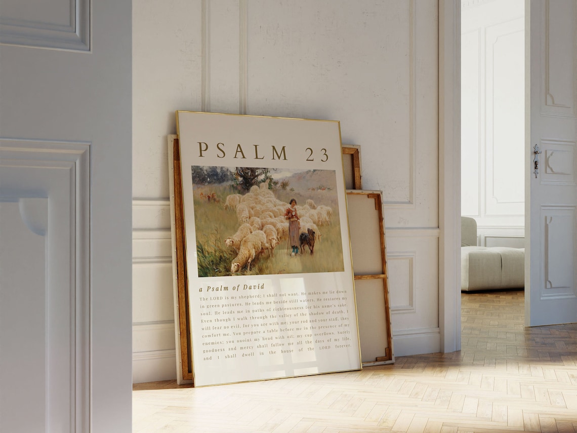Psalm 23 Wall Art Psalm 23 Vintage Scripture Bible Verse Print the Lord ...