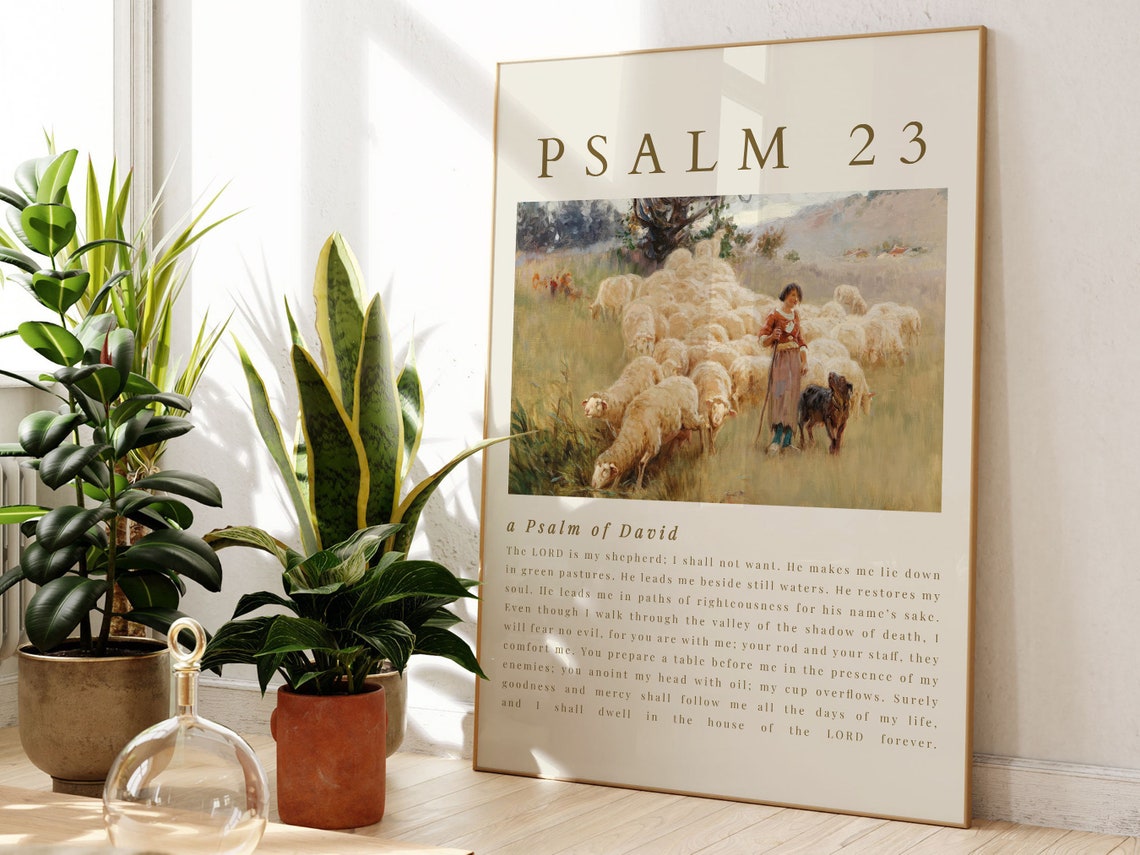 Psalm 23 Wall Art Psalm 23 Vintage Scripture Bible Verse Print the Lord ...