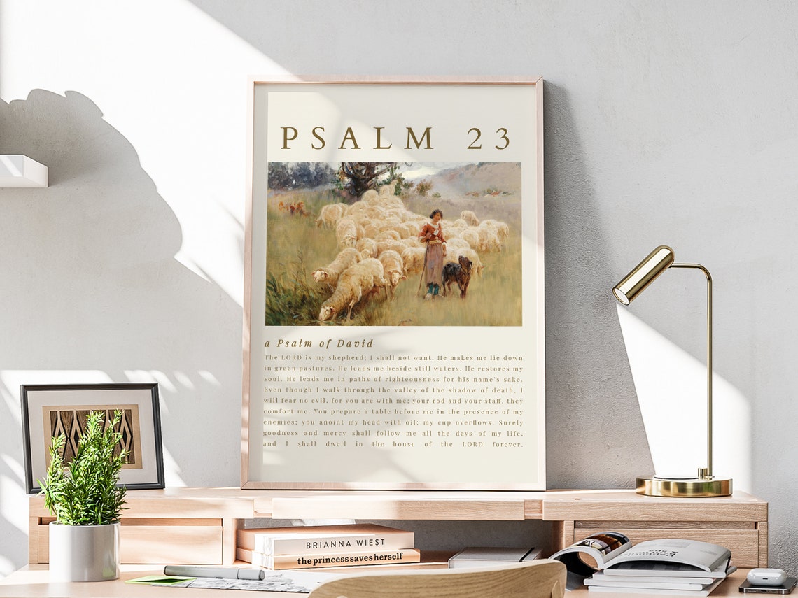 Psalm 23 Wall Art Psalm 23 Vintage Scripture Bible Verse Print the Lord ...