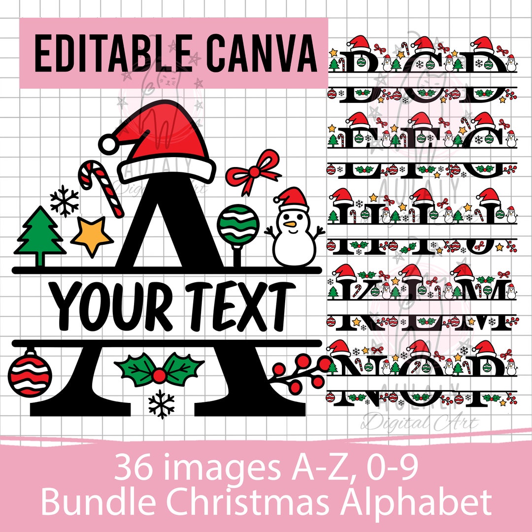 Christmas Alphabet Svg Png, Christmas Clipart, Christmas Monogram Font ...