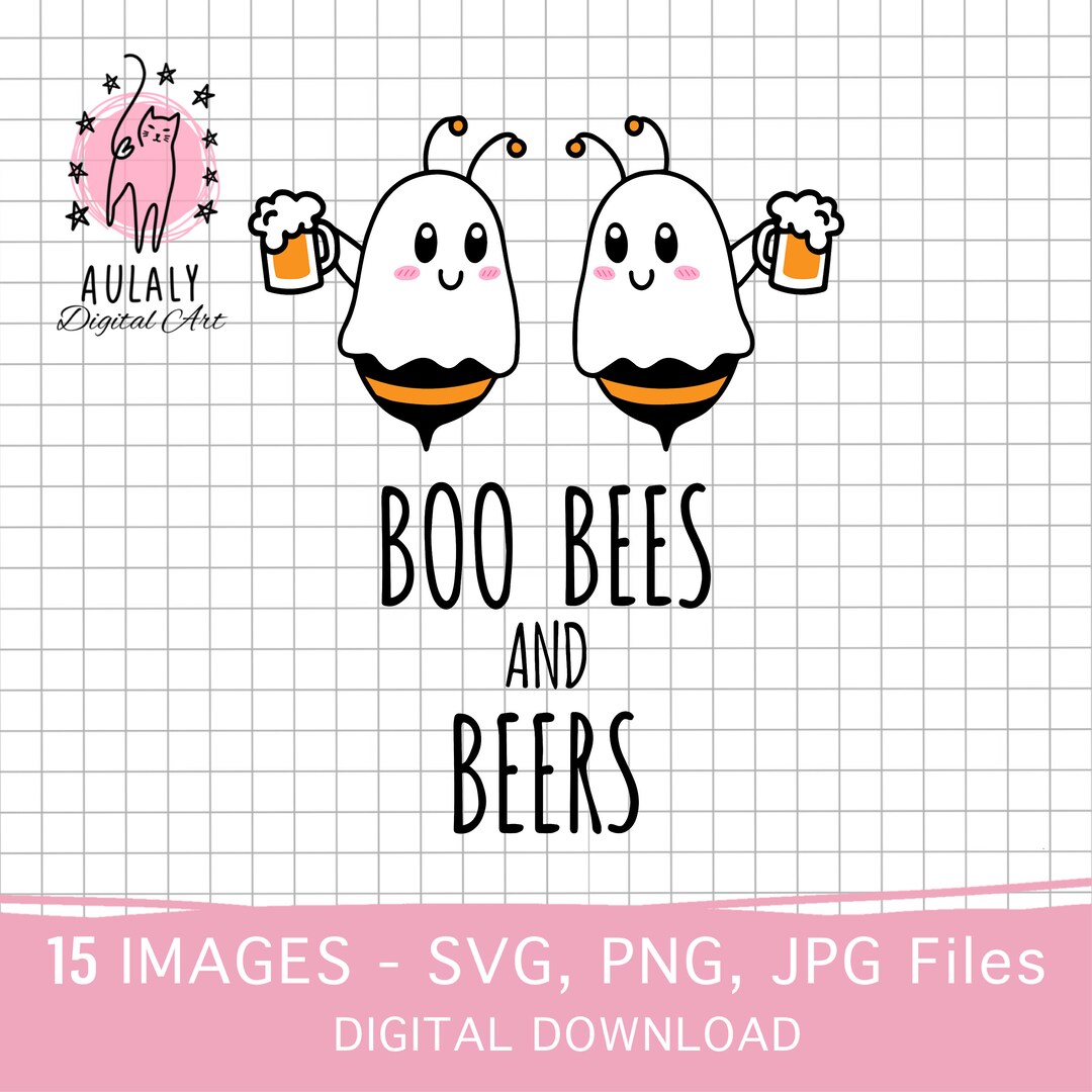 Boo Bees and Beers Svg, Boo Bees and Beers PNG, Ghost Bee Svg, Boo Bee ...