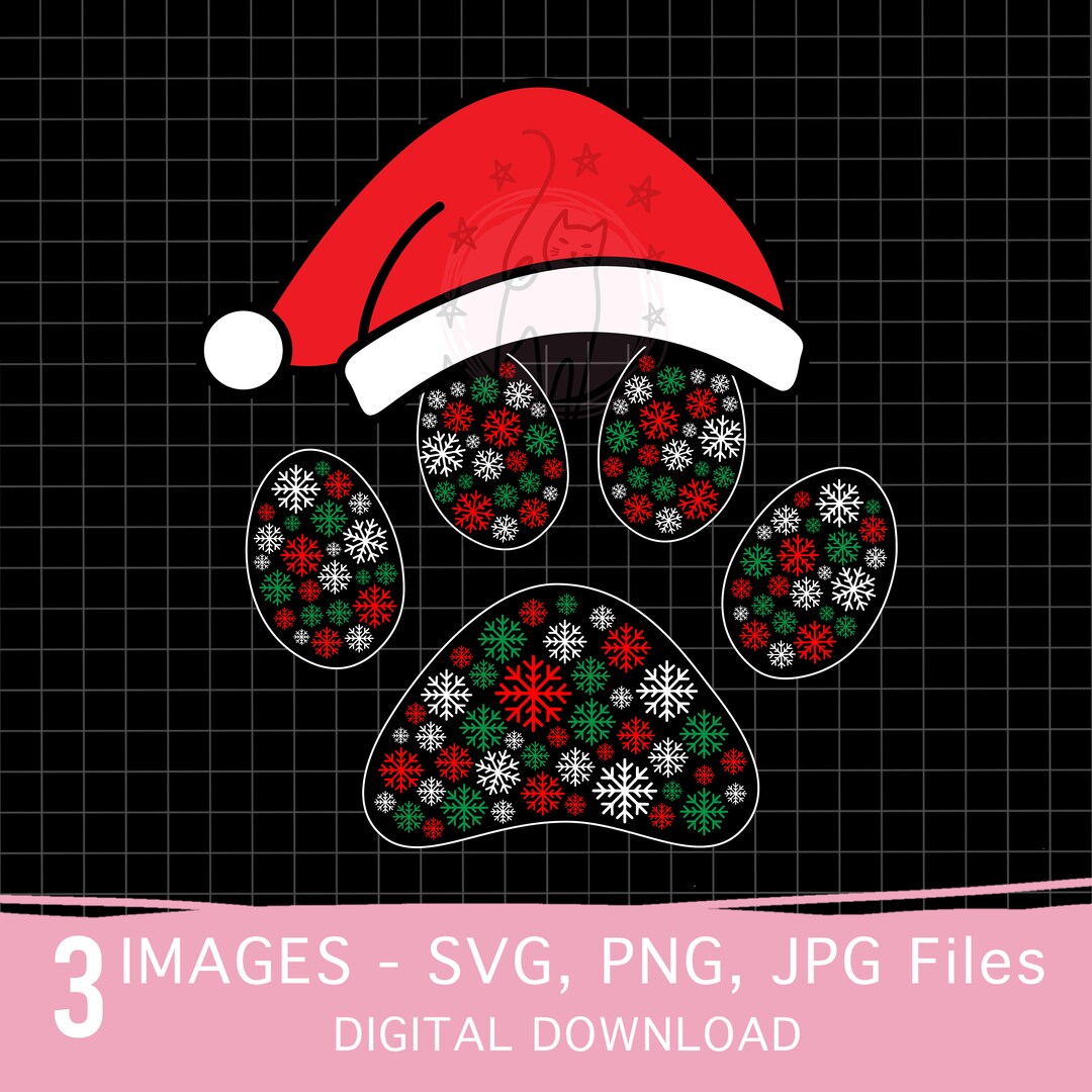 Christmas Dog Paw Svg Merry Christmas Paws Svg Paw Print - Etsy