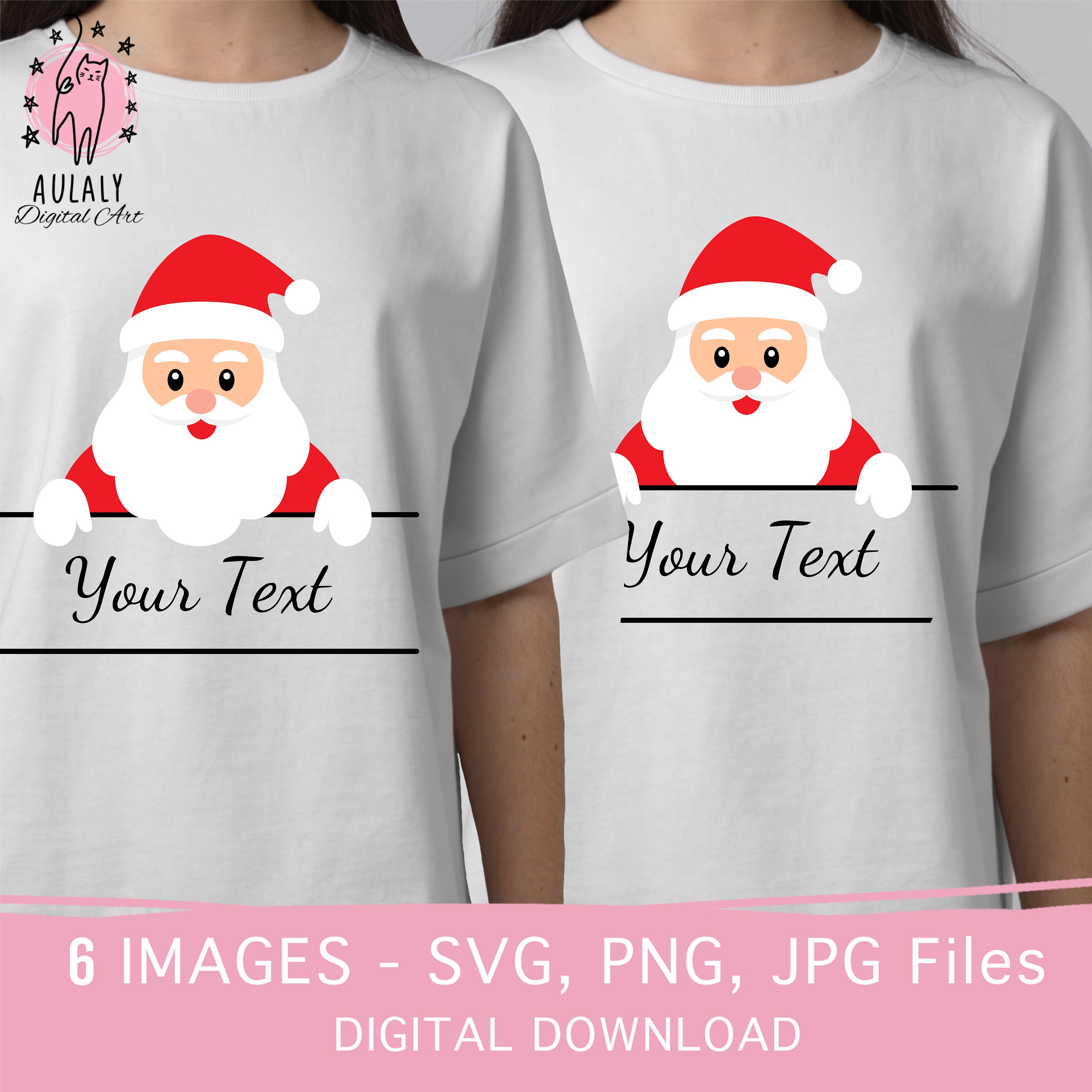 Christmas Text Label Peeking Santa Svg Xmas Shirt Santa - Etsy