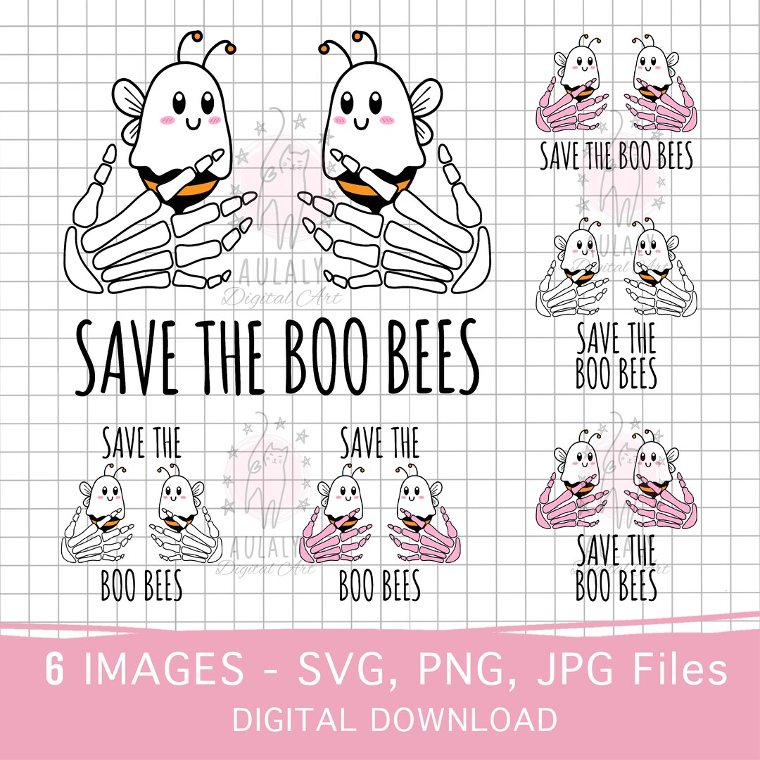 Save the Boo Bees Svg, Bees Breast Cancer, Skeleton Hands Svg, Boo Bee ...
