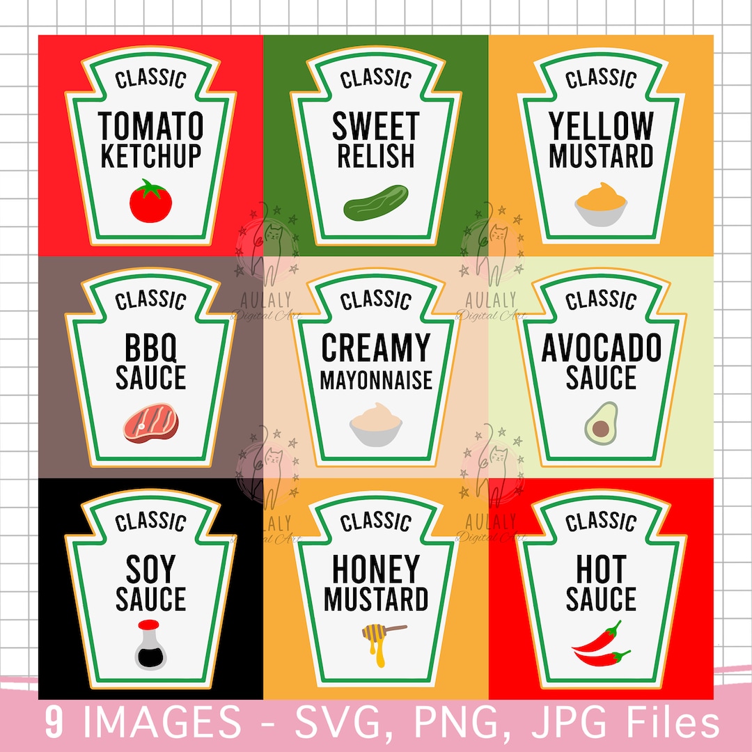 Tomato Sauce and Mustard , Ketchup and Mustard Svg, Group Condiment ...