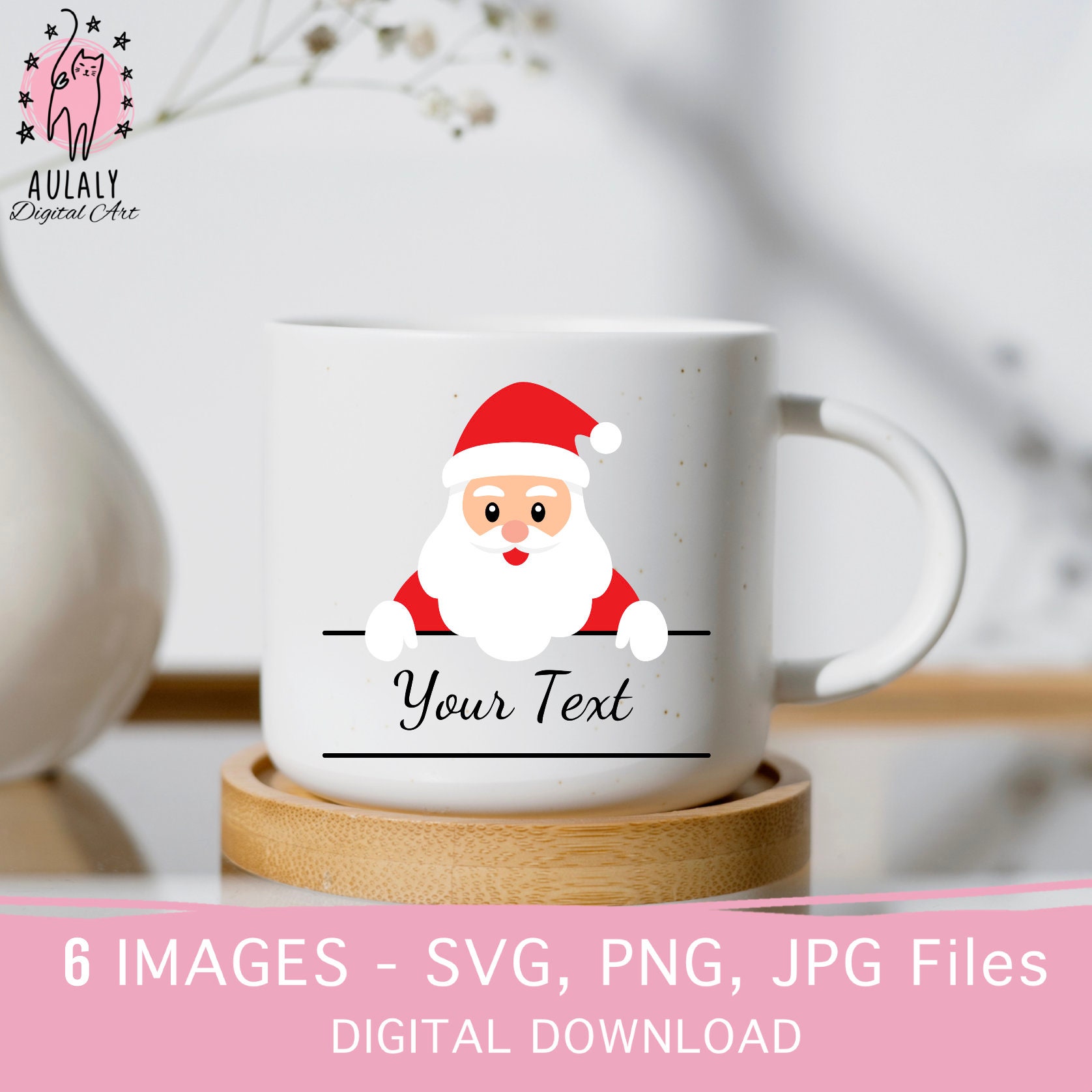 Christmas Text Label, Peeking Santa Svg, Santa Claus SVG Png, Santa ...