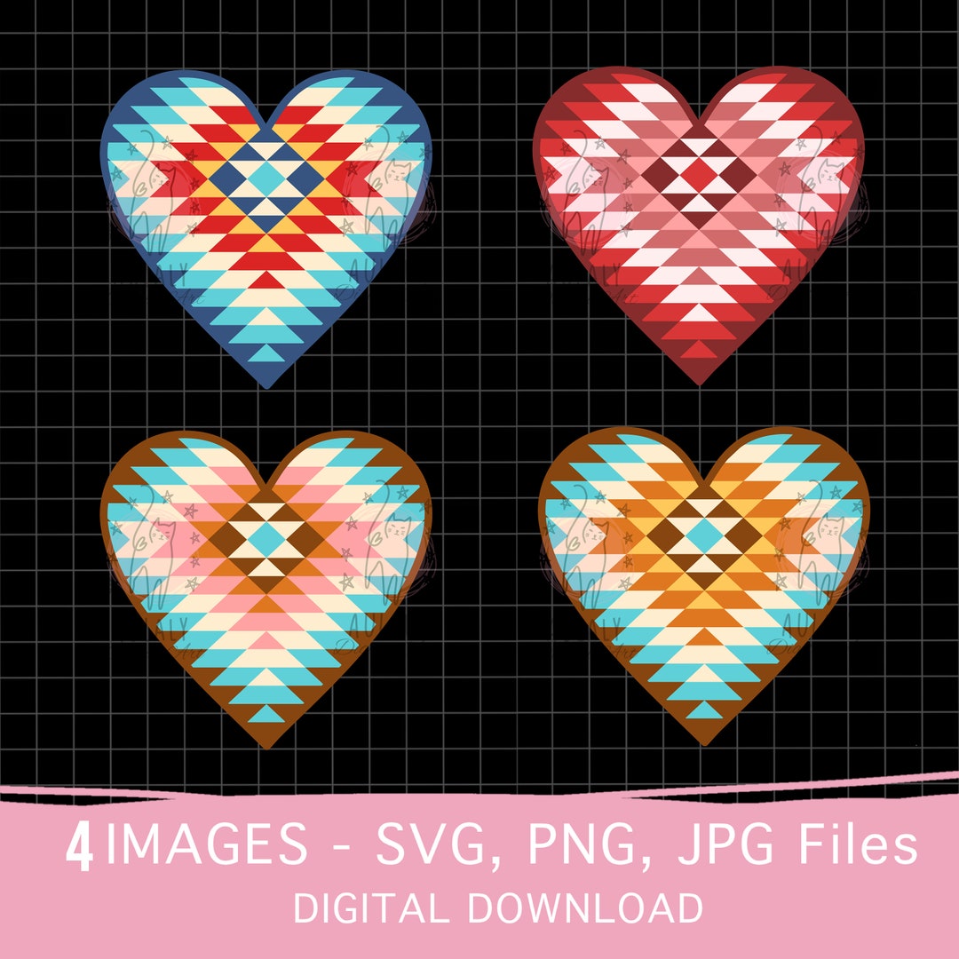 Heart Aztec, Valentine PNG, Distressed Cowhide Hearts ,valentine Aztec ...