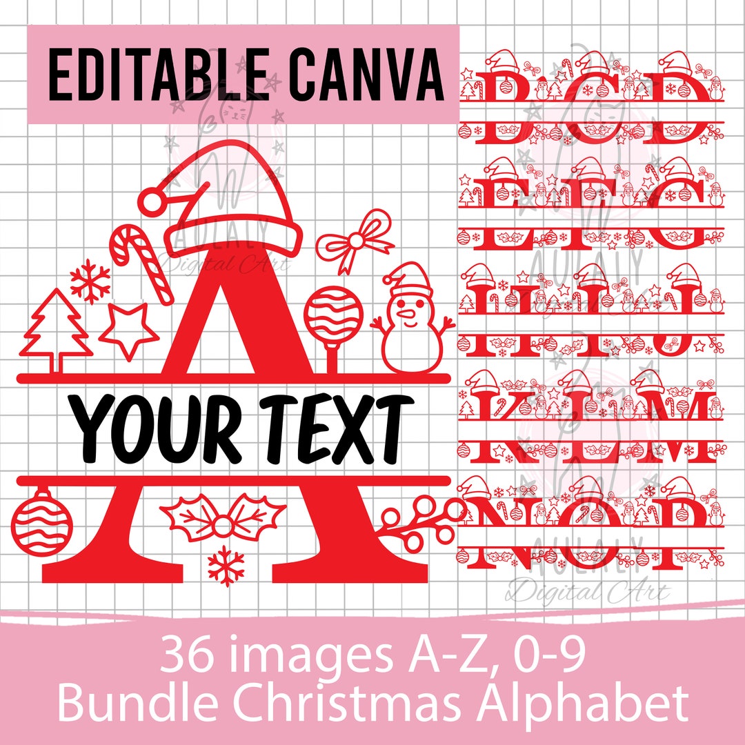 Christmas Alphabet Svg Png, Christmas Clipart, Christmas Monogram Font ...