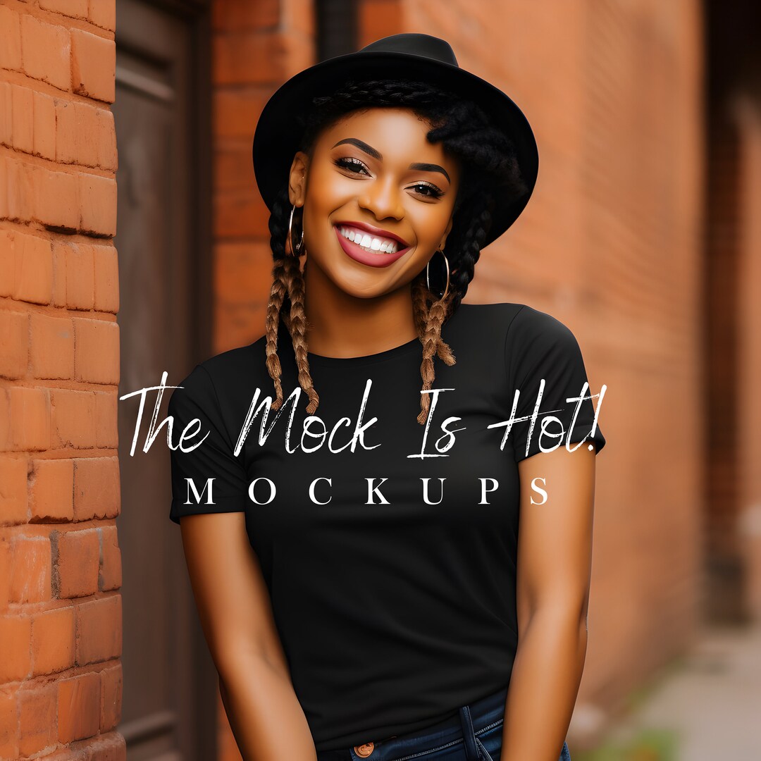 Black Model Mockups, African American, Natural Hair, Bella Canvas 3001 ...
