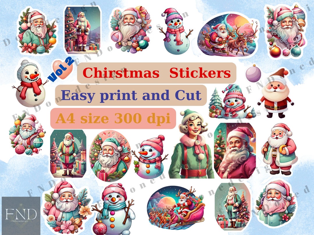 Christmas Digital Stickers, Merry Christmas Bundle, Printable Stickers ...