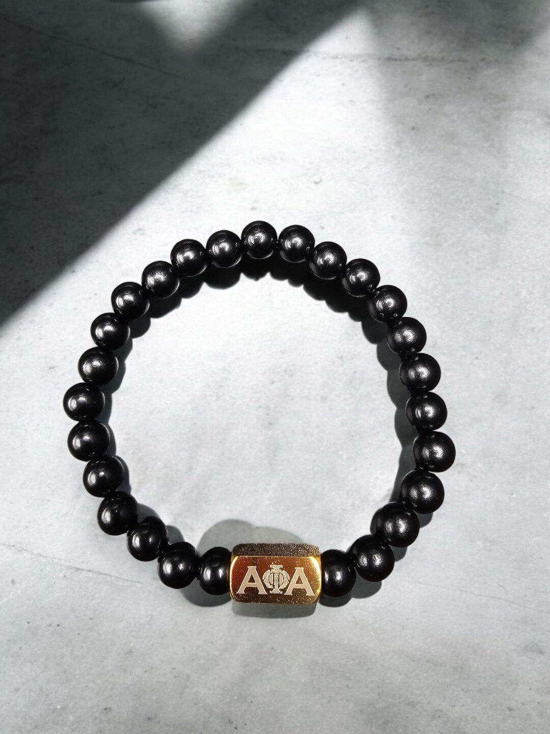 Alpha Phi Alpha Fraternity Black Bracelet With Gold Charm - Etsy