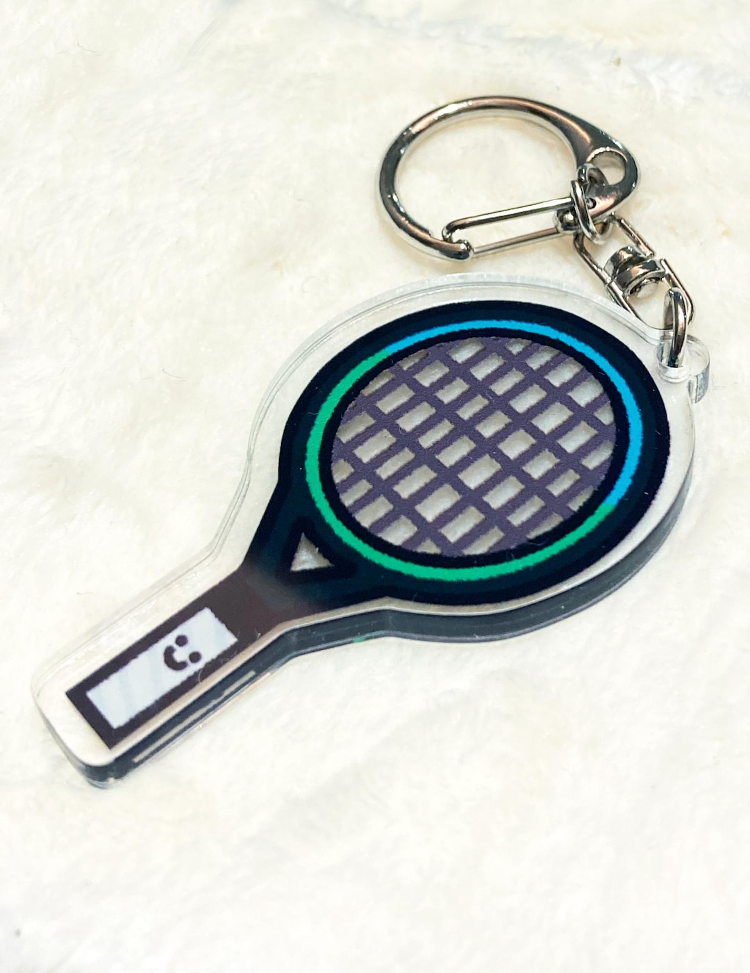 Tennis Racquet With Smiley Face / Tennis Ball | Clear Acrylic Keychain ...