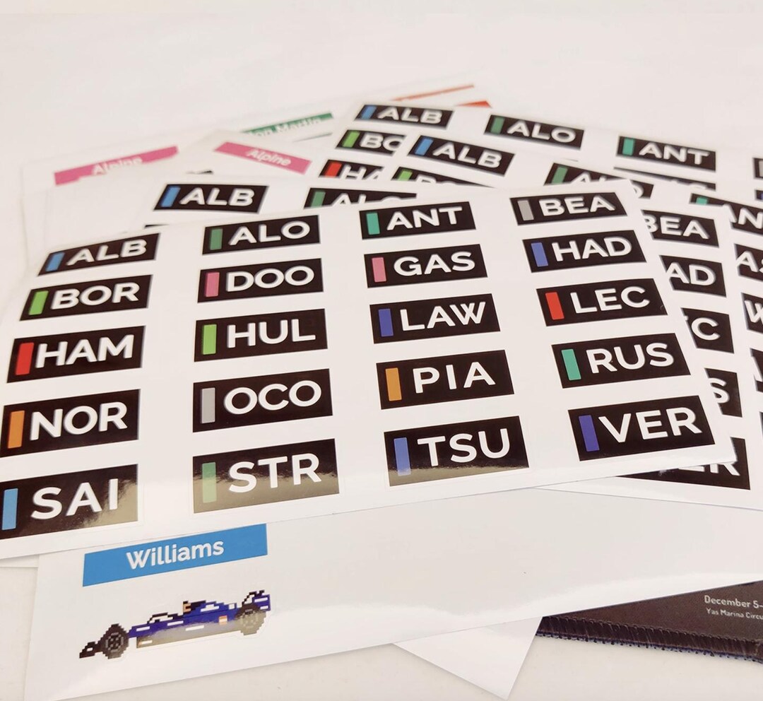 2025 F1 Team and Driver Labels - Self-adhesive Journal Stickers ...