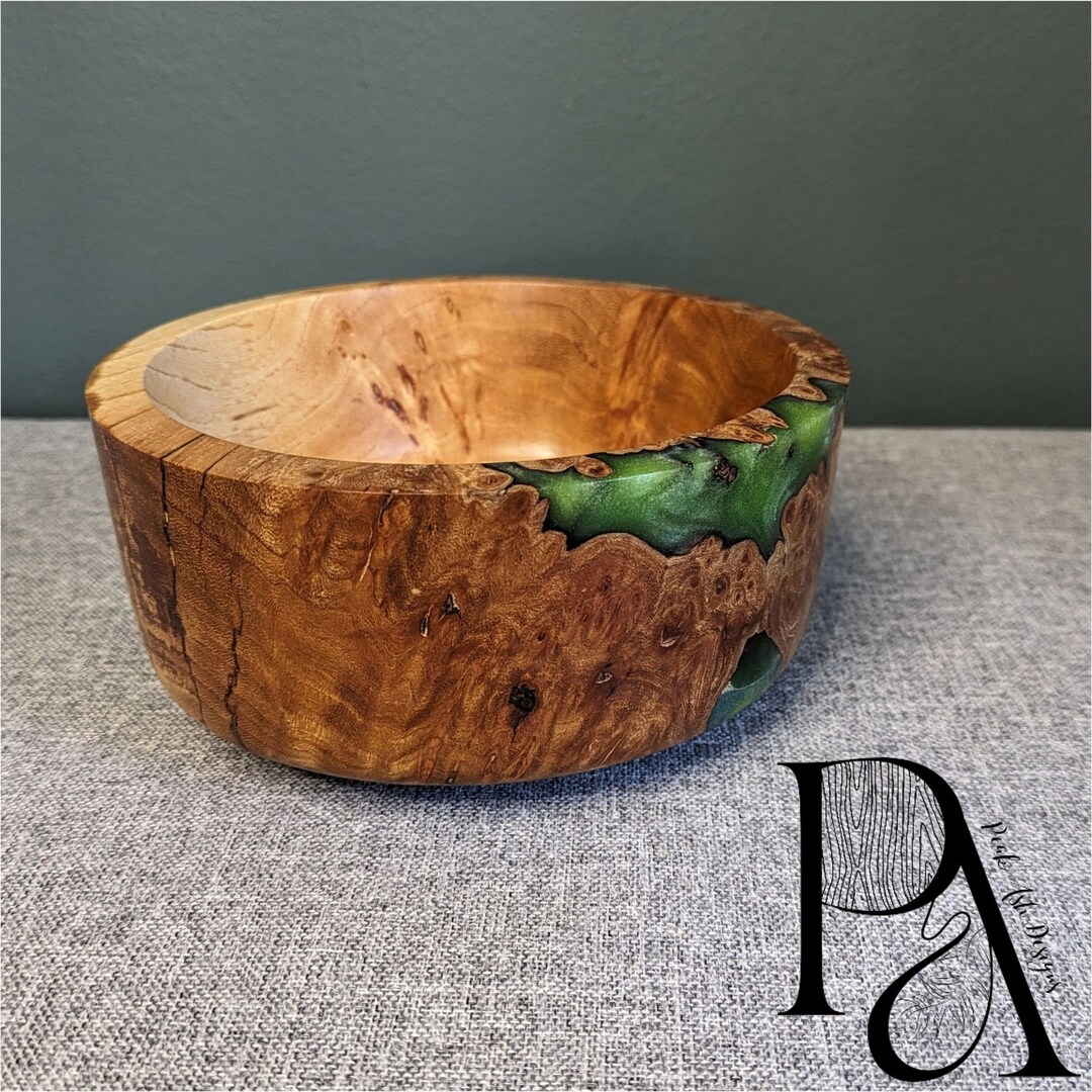 One-of-a-kind Burr Elm Resin Inlay Bowl Decorative, Wooden Gift Hand ...