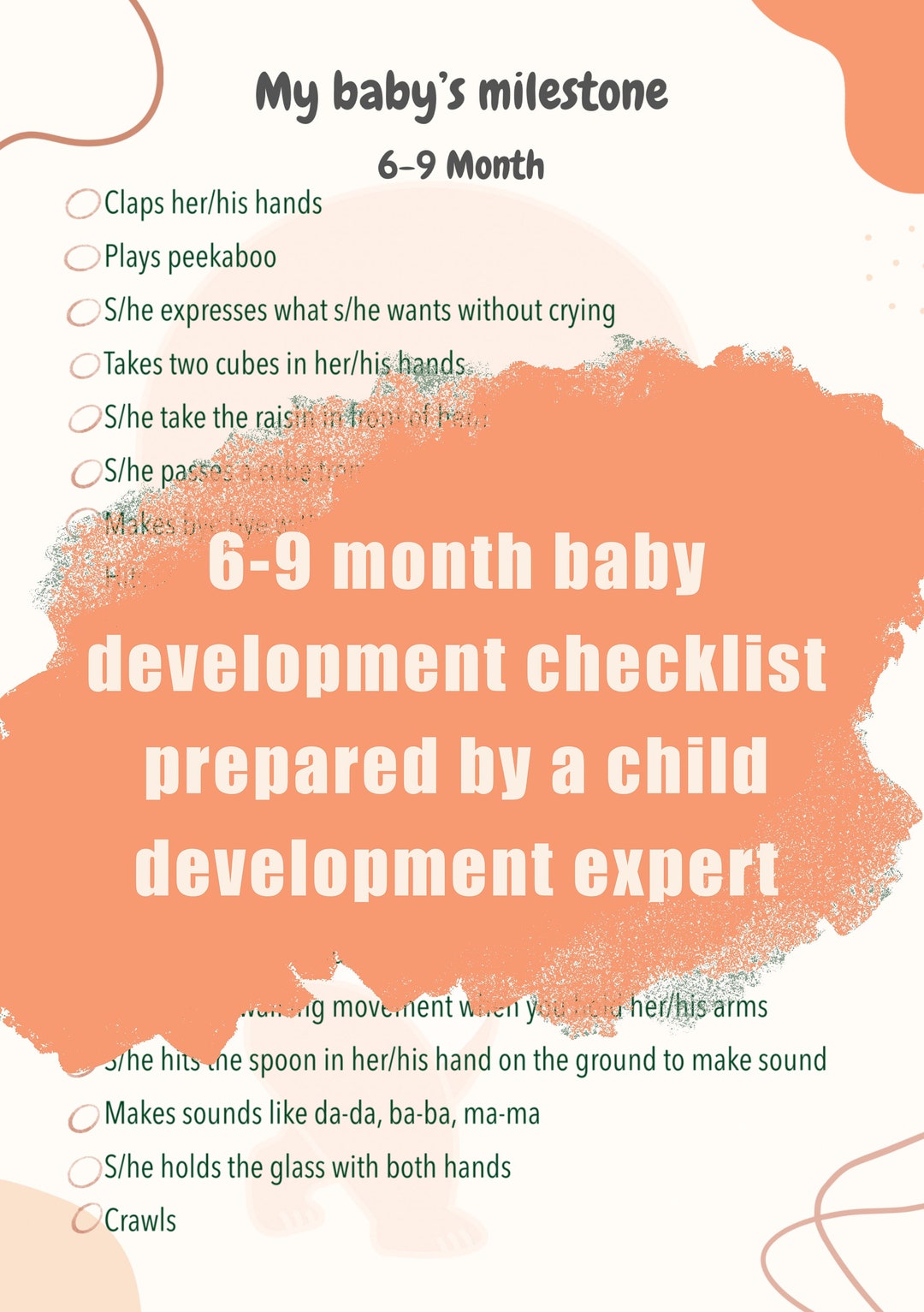 6-9 Month Baby Developmental Milestone Baby Milestone - Etsy