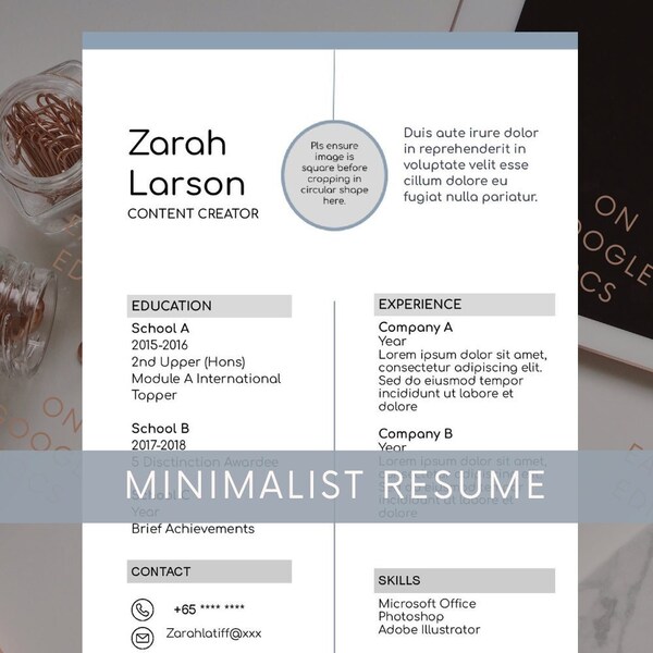 Dusty Blue Resume Template - Etsy
