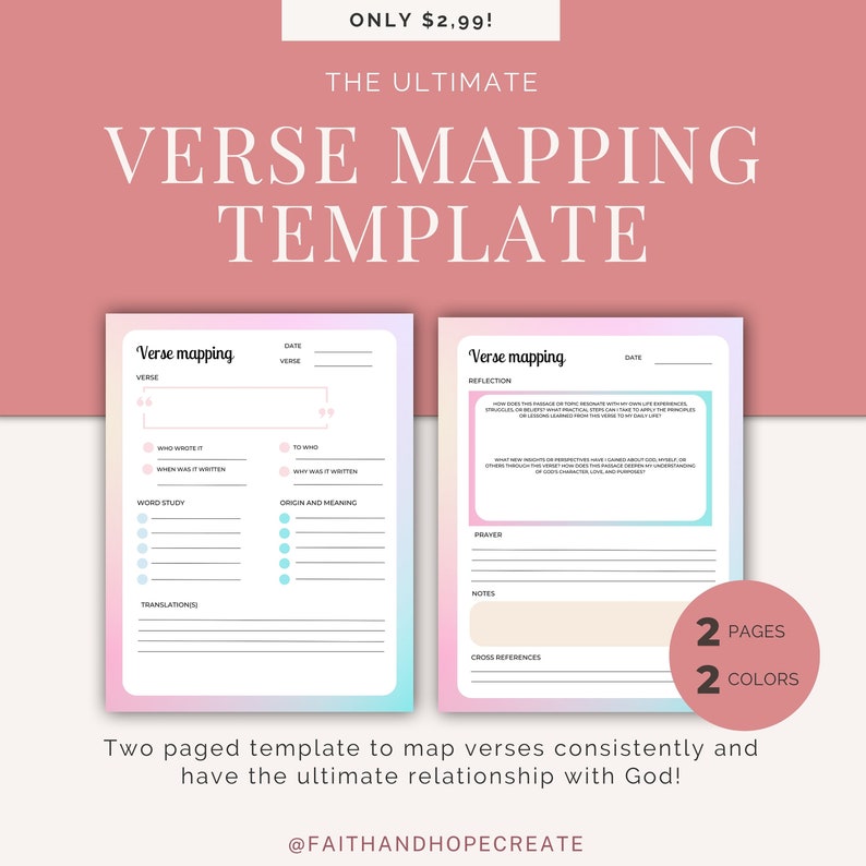 Bible Verse Mapping Template Bible Study Printable Template Scripture ...