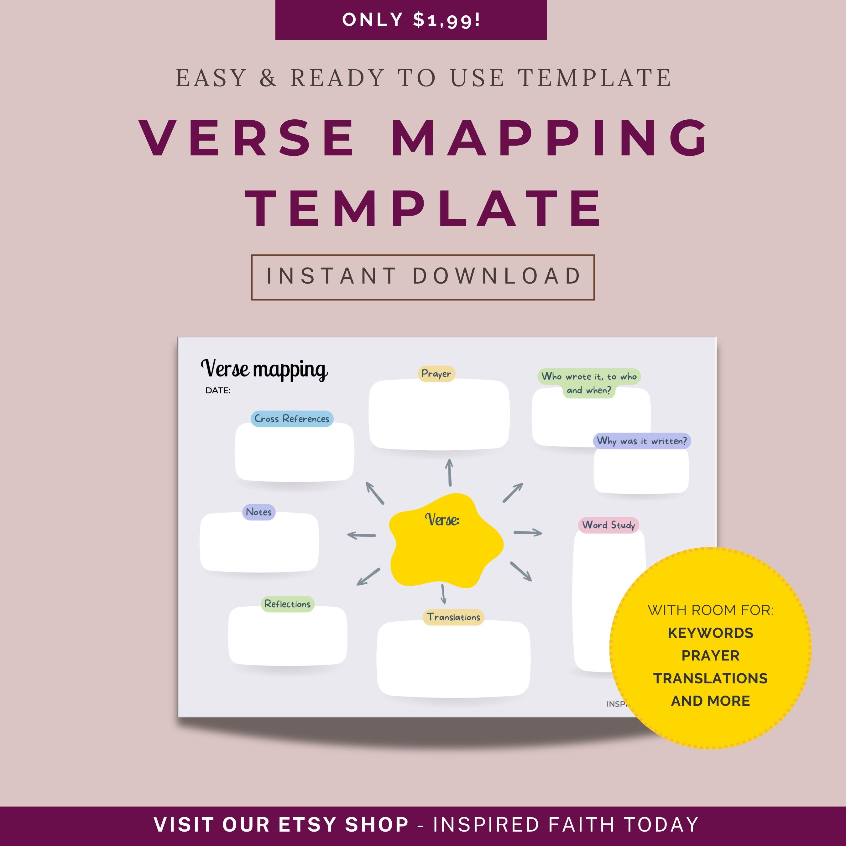 Verse Mapping Template | Bible Study Printable Template | Scripture ...