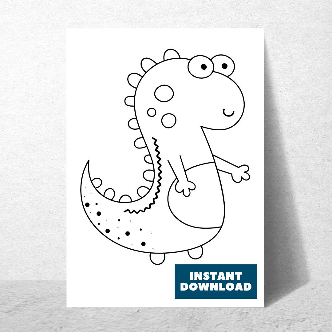 Printable Dinosaurs Coloring Pages. 8 Coloring Pages for - Etsy