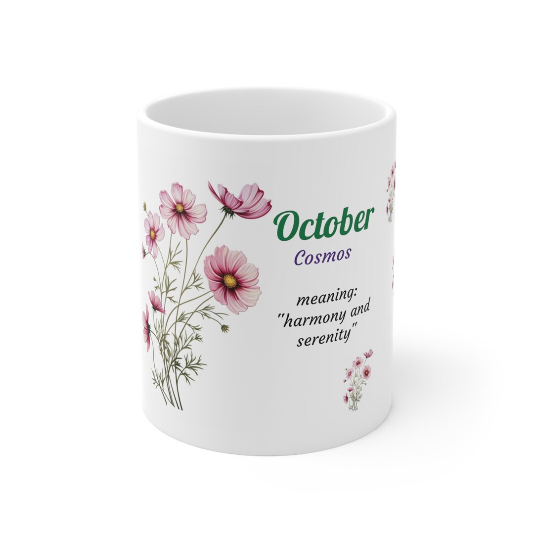 October Birth Flower Mug With Cosmos Meaning Christmas Gift - Etsy
