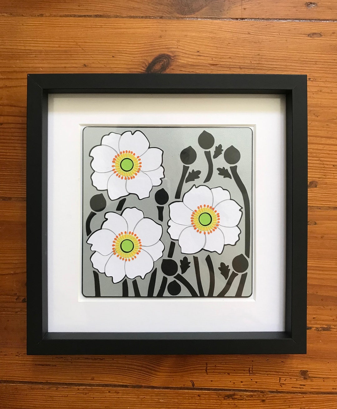 Small Papercut Art. Hand Made. Japanese Anemone Flower Design. Oriental ...