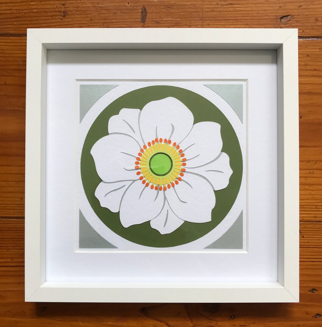 Gorgeous Fresh-looking Flower Design. Small, Framed, Paper Cut Art ...