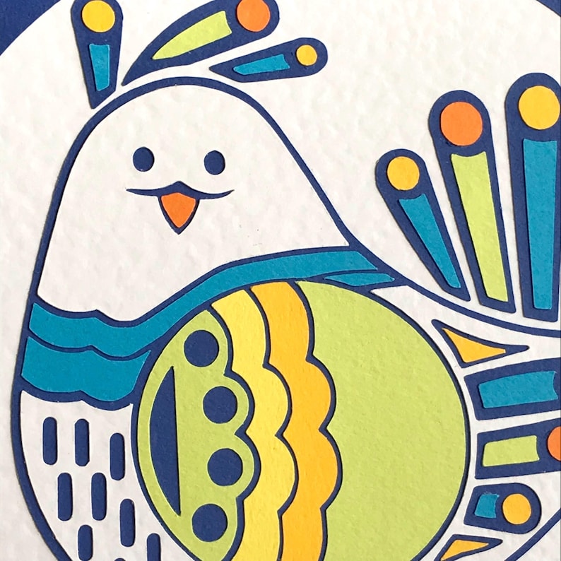 Fun, Quirky, Humour, Colourful, Bird, Small Artwork, Paper Cut Design ...