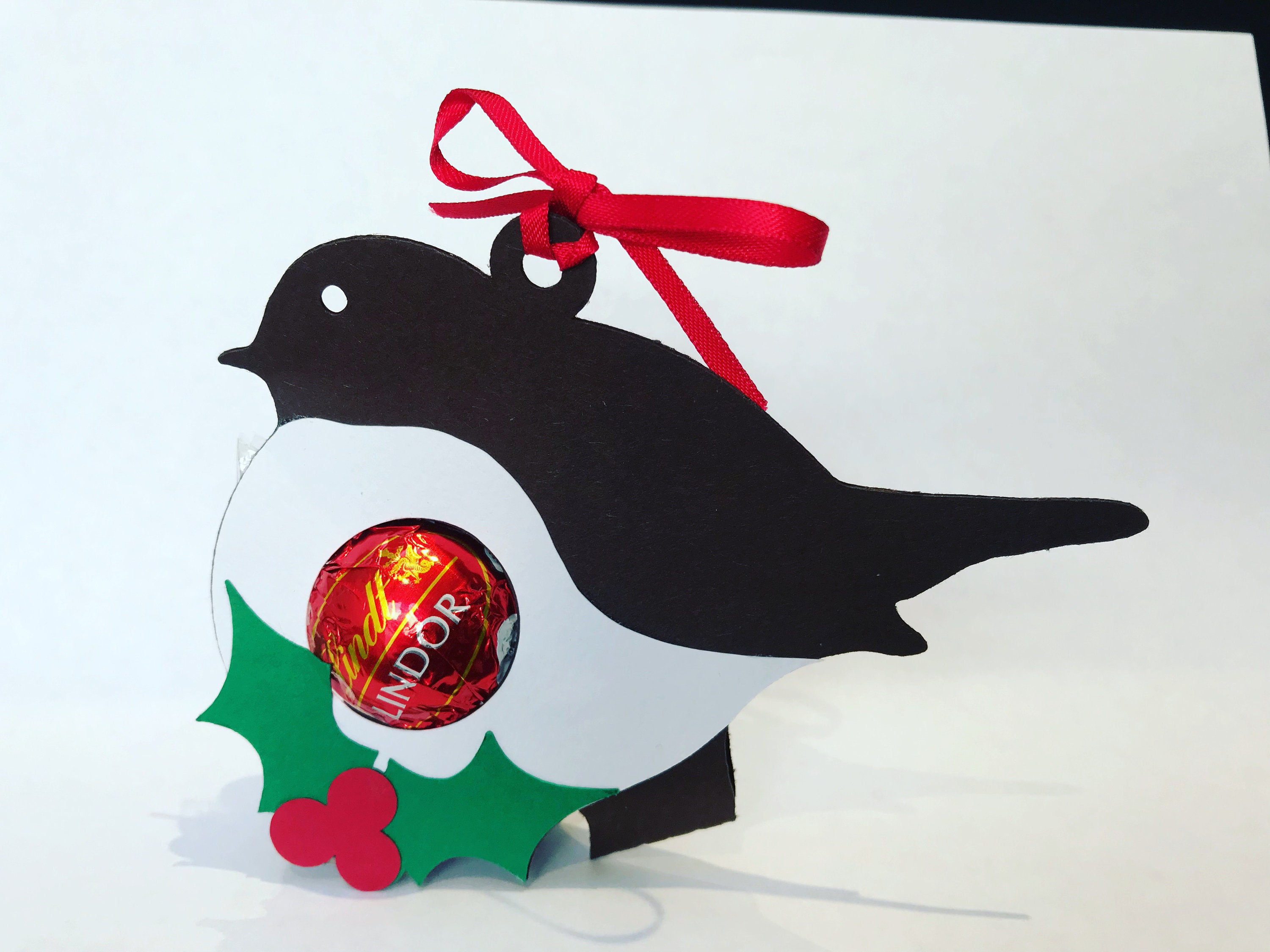 Lindt Chocolate Holder. Robin. Holly. Unique Design.hand Made. Card ...
