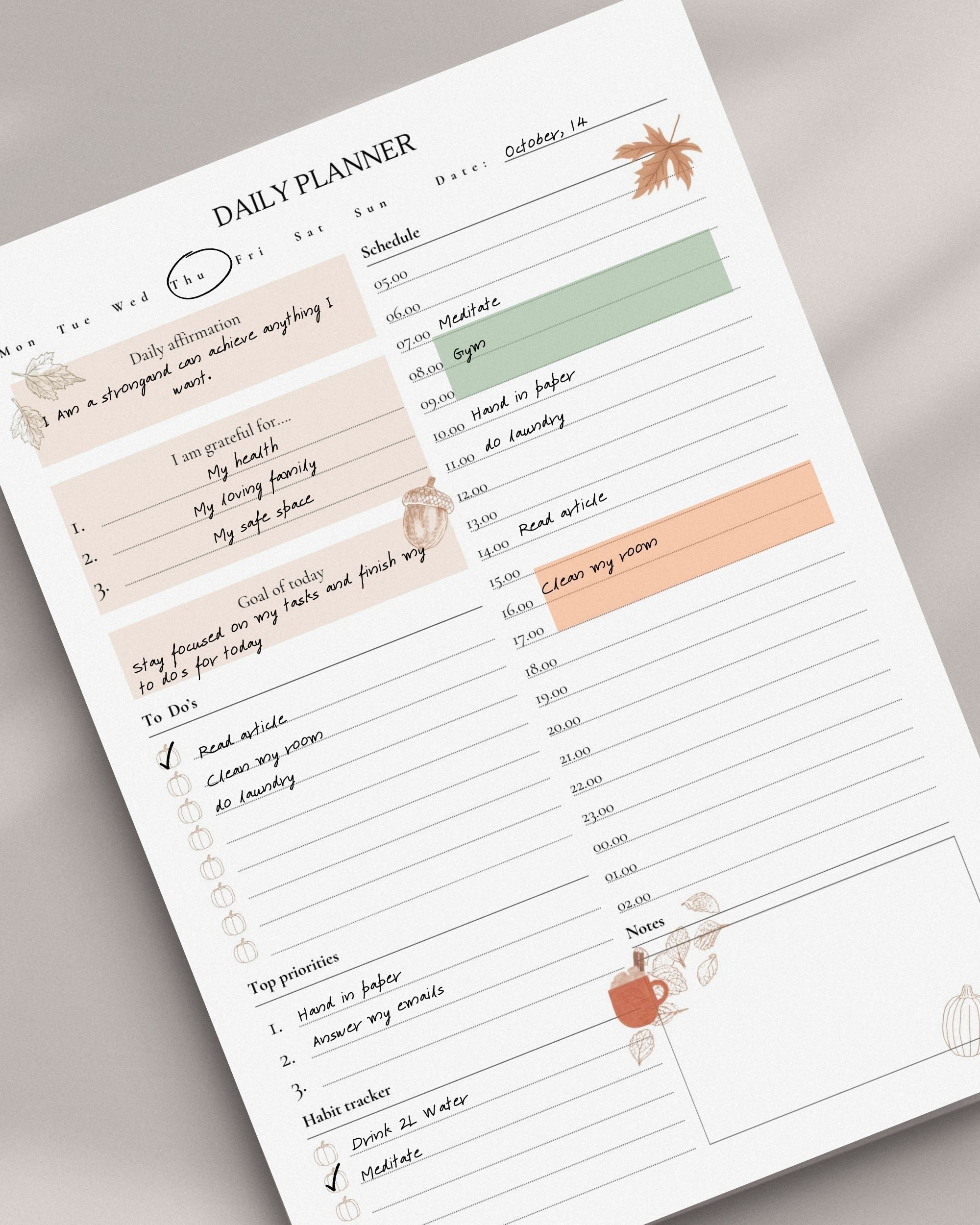 Daily Fall Planner - Etsy