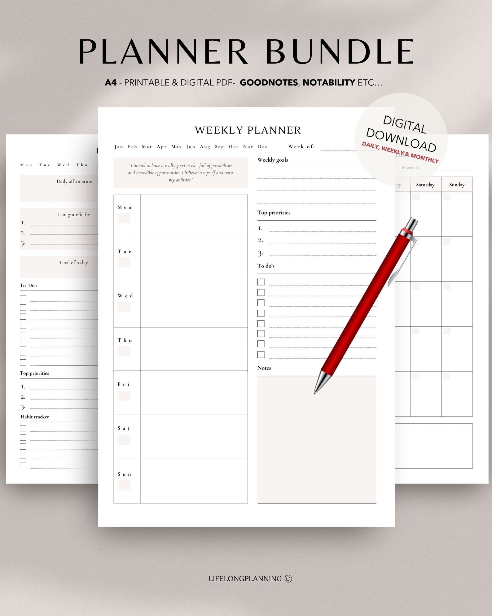 Planner Bundle, Daily Planner Printable, Weekly Planner Printable ...