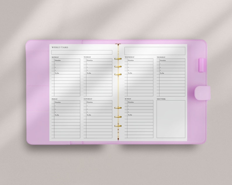 Week on 2 Pages, WO2P, Weekly Planner, Planner Inserts, A5, Printable ...