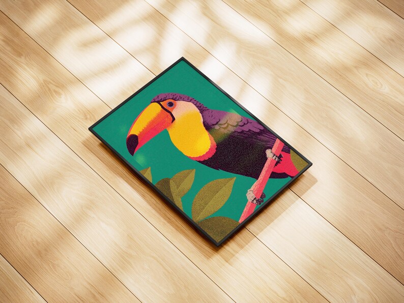 Toucan Wall Art Print, Bold Tropical Bird Poster, Colorful Maximalist ...