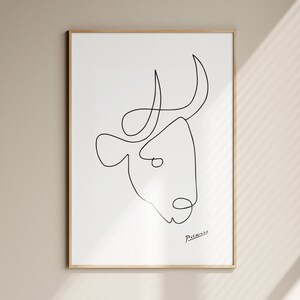 Picasso Bull Head Drawing Picasso Bull Line Art Print Exhibition Print ...