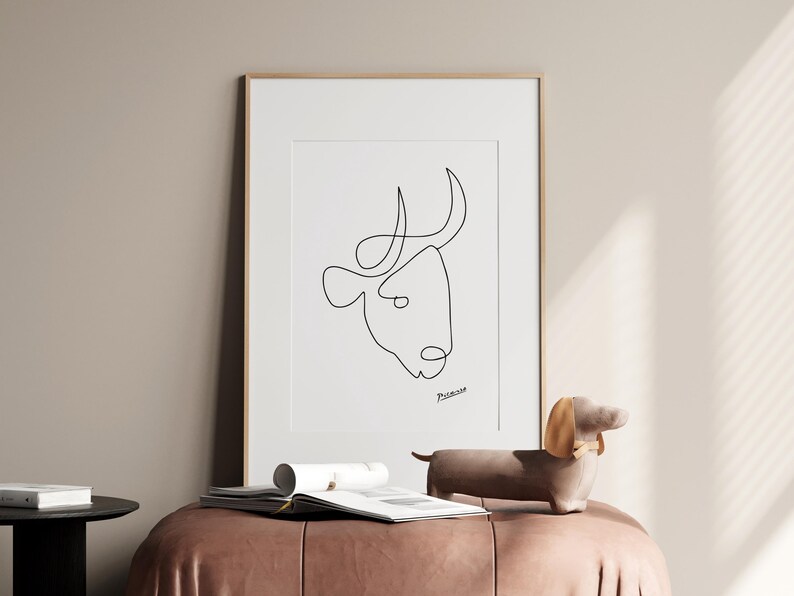 Picasso Bull Head Drawing | Picasso Bull Line Art Print | Exhibition ...