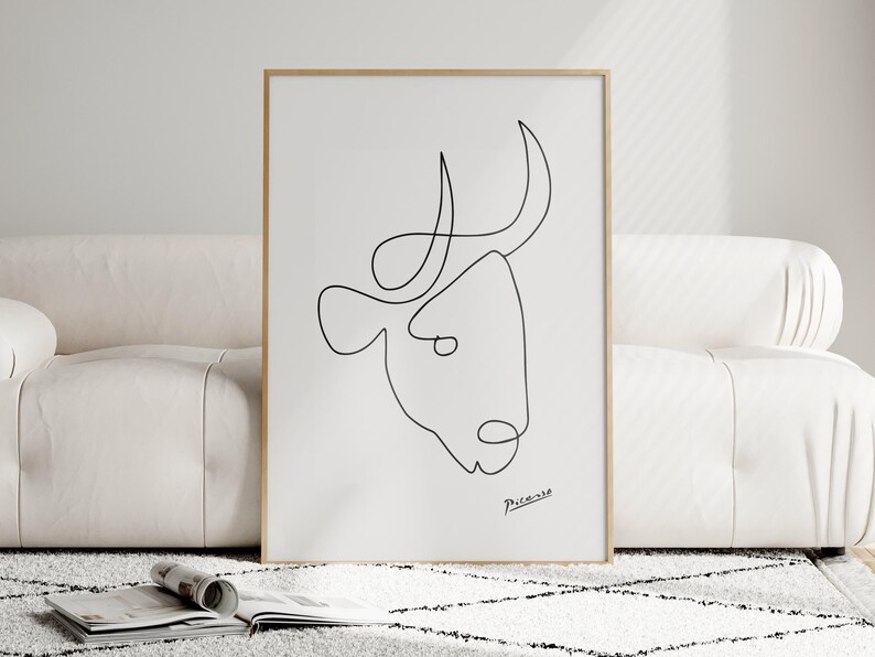 Picasso Bull Head Drawing | Picasso Bull Line Art Print | Exhibition ...