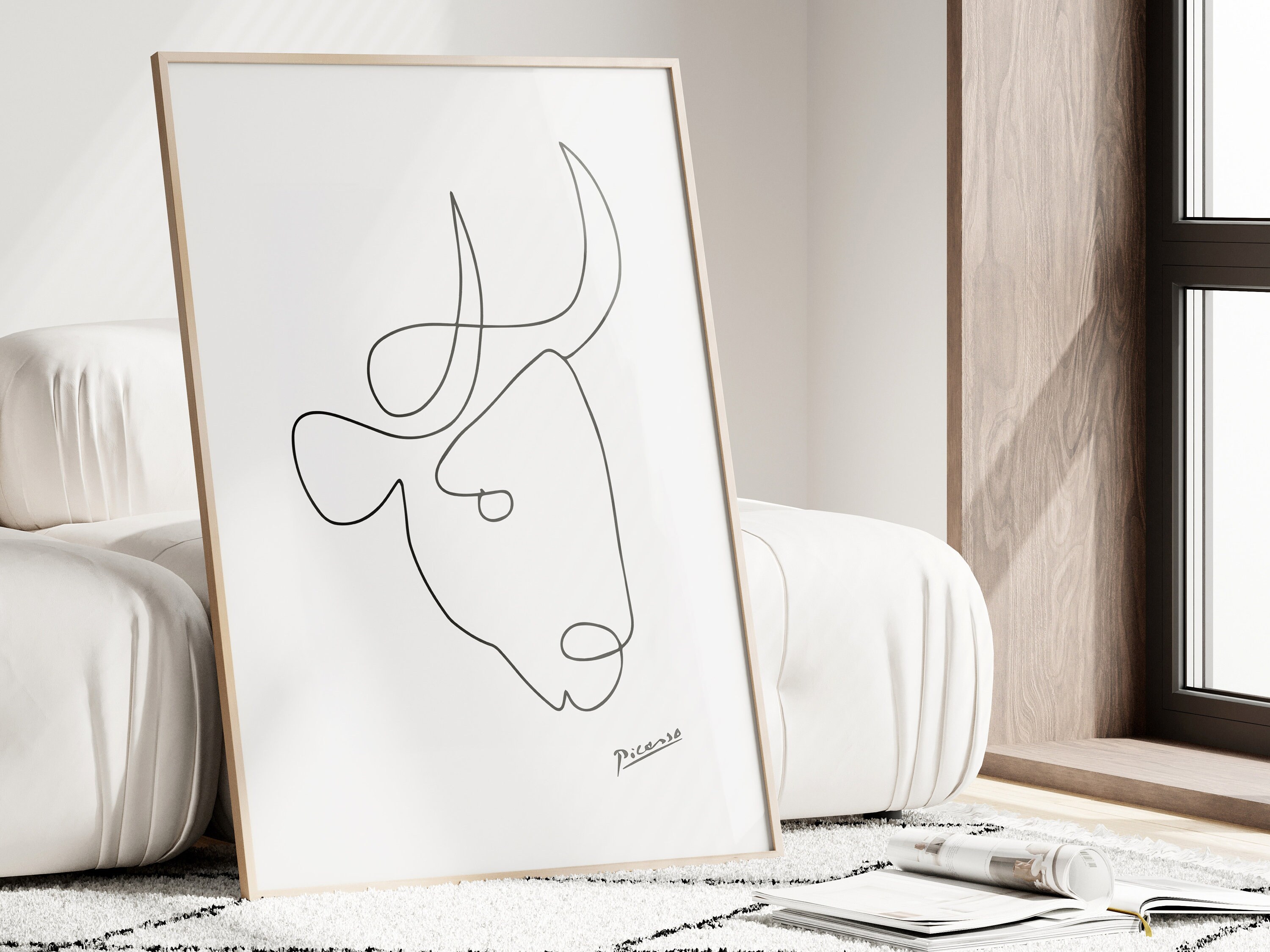 Picasso Bull Head Drawing Picasso Bull Line Art Print Exhibition Print ...
