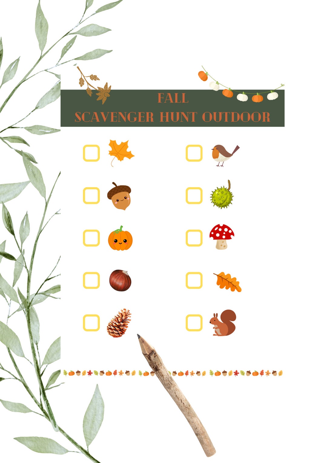 Fall Scavenger Hunt Outdoor Kids - Etsy