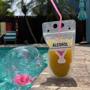 Funny Drink Pouch for Adults, Reusable Drink Bag, Beach Vacation Drink ...