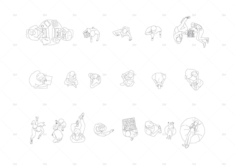 Flat Vectorial People, Top View - Etsy