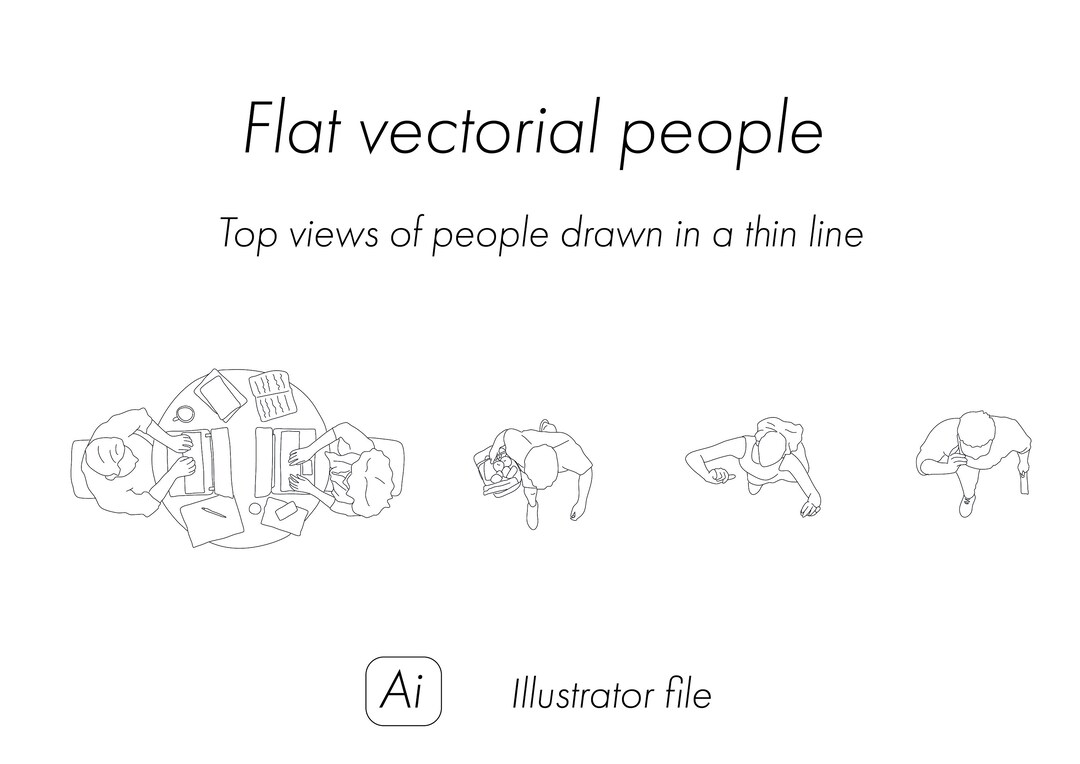 Flat Vectorial People, Top View - Etsy