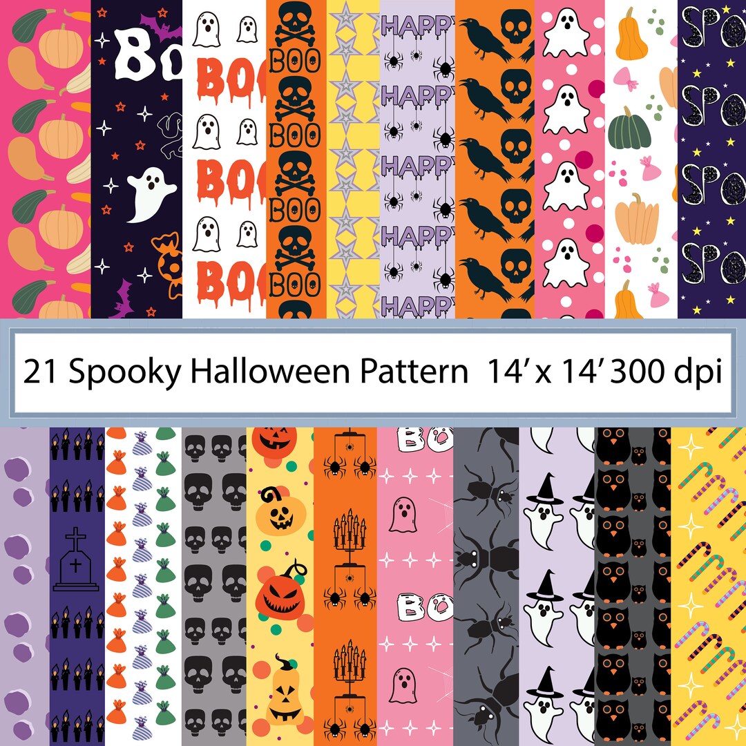 Spooky Halloween Digital Pattern Collection 21 High-res - Etsy