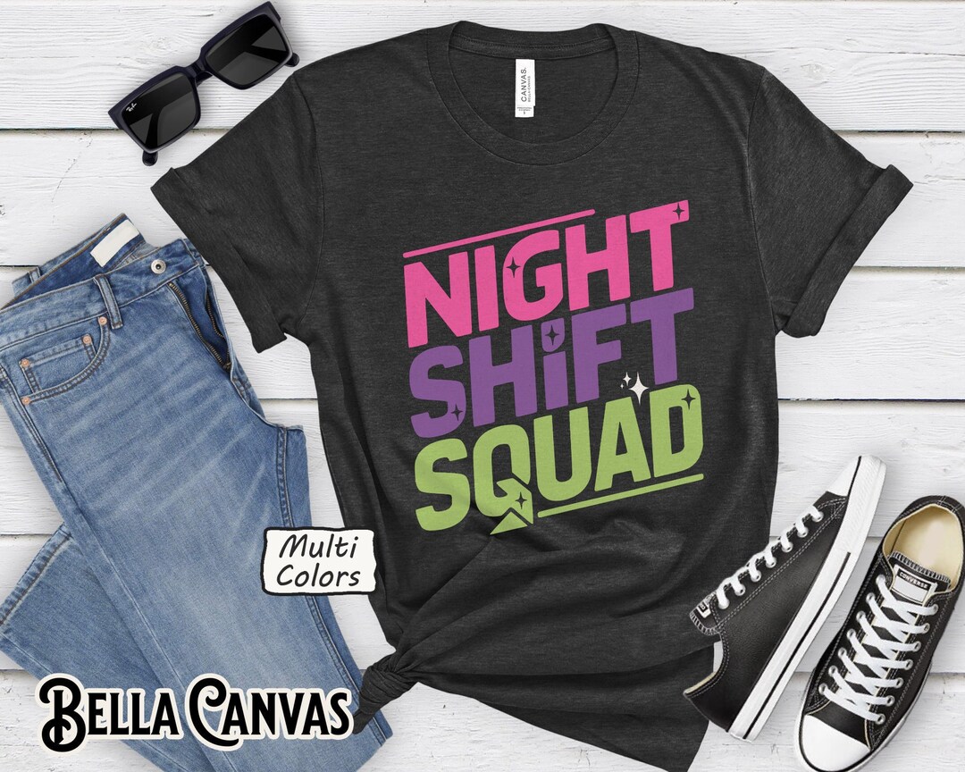 Night Shift Tshirt Nightshift Squad Shirt Night Shift Nurse Gift Nursing Night Tee 90s Retro ...